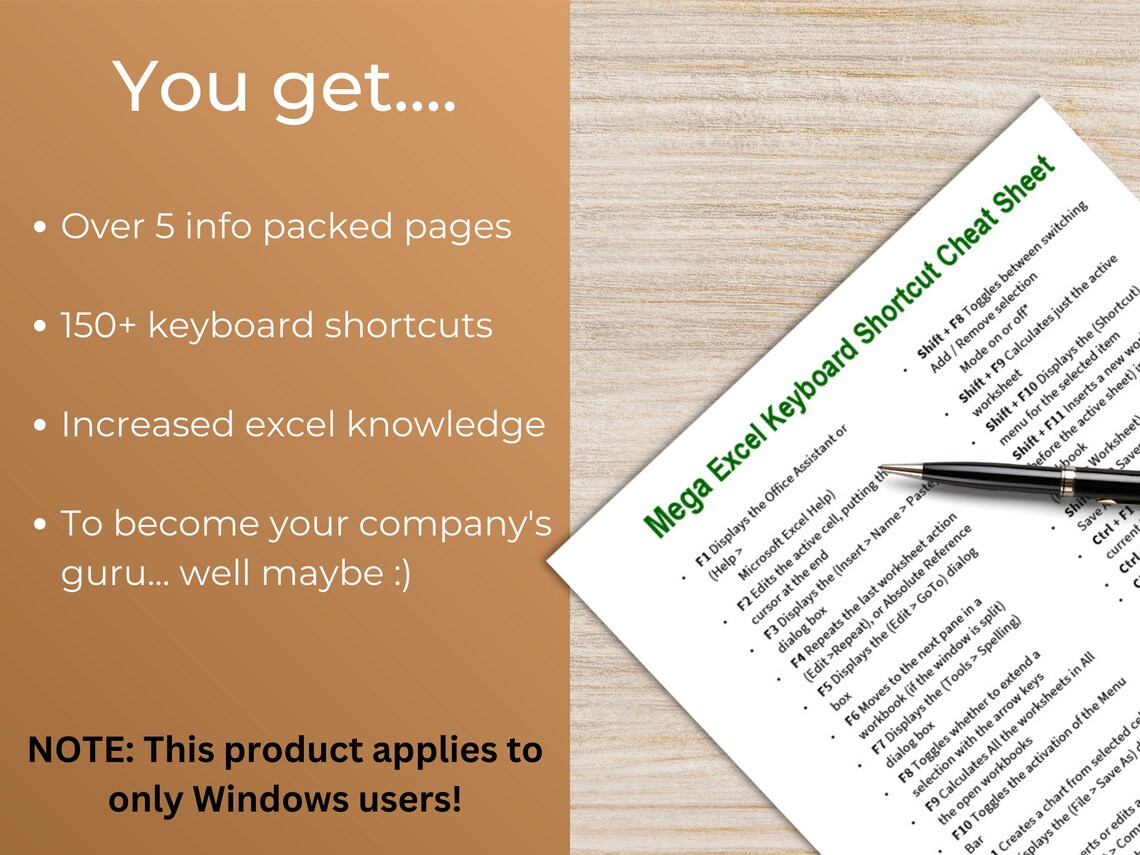 Mega Excel Keyboard Cheat Sheet, Excel Shortcut Reference List ...