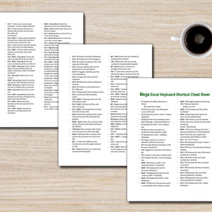 Mega Excel Keyboard Cheat Sheet, Excel Shortcut Reference List ...