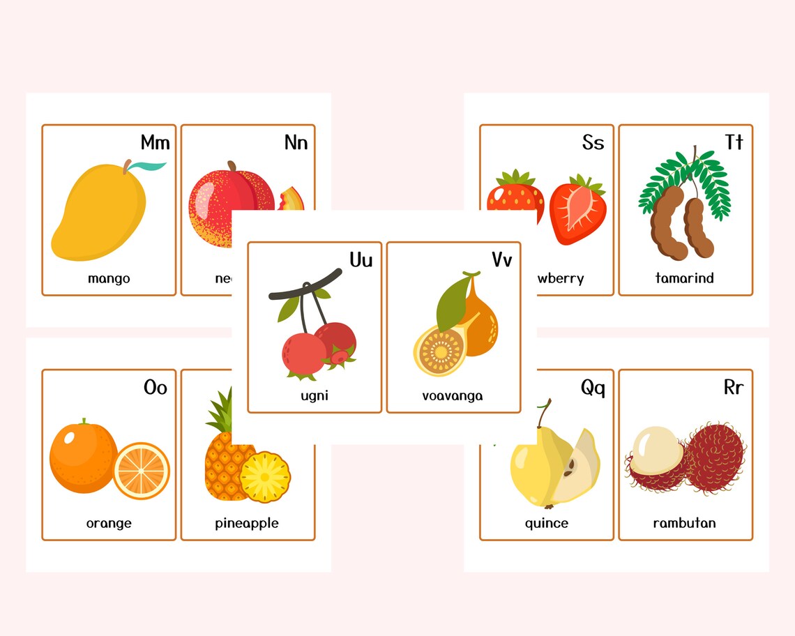 Learning Cards Toddler Montessori, Fruit Vegetables Cards, Montessori ...