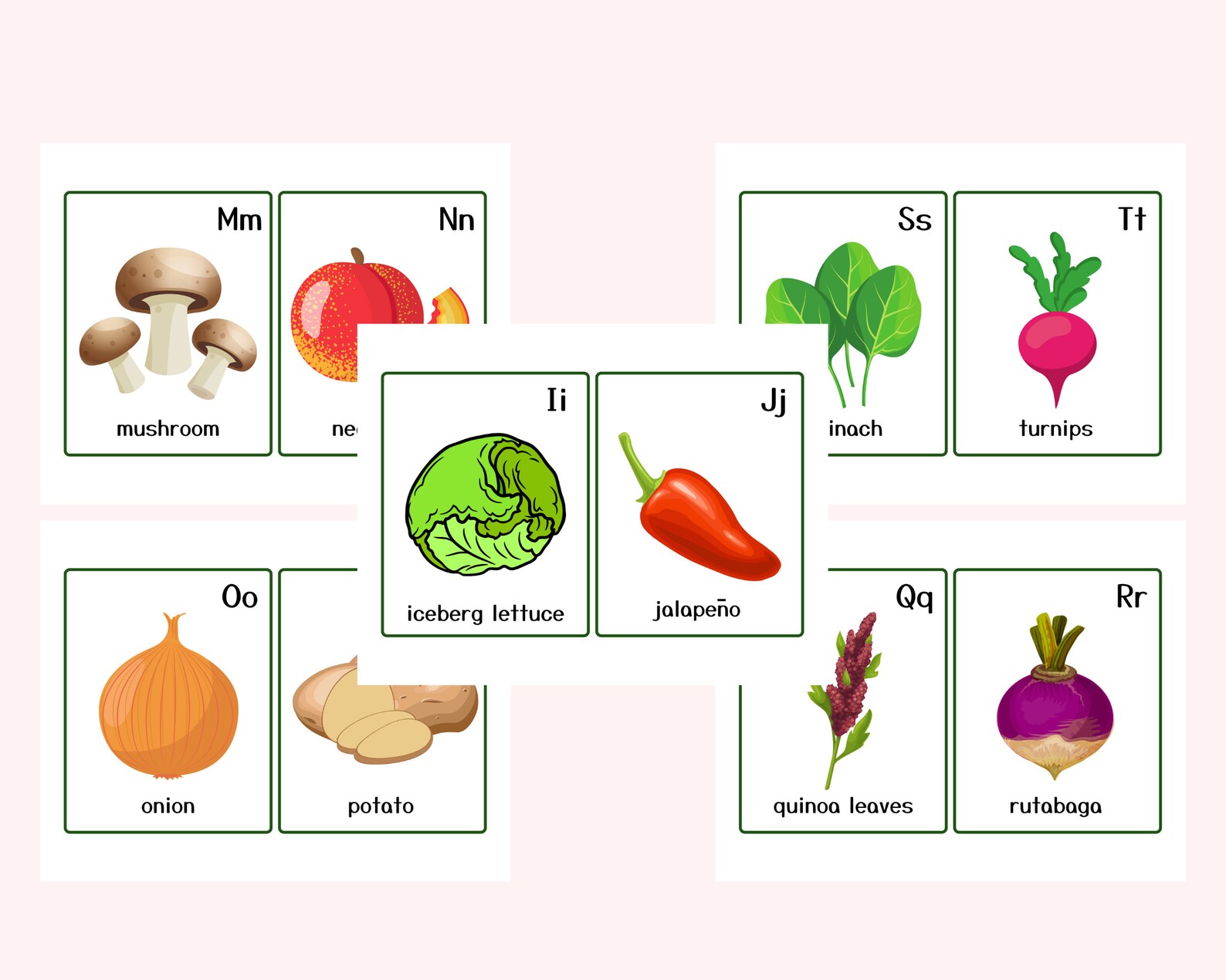 Learning Cards Toddler Montessori, Fruit Vegetables Cards, Montessori ...
