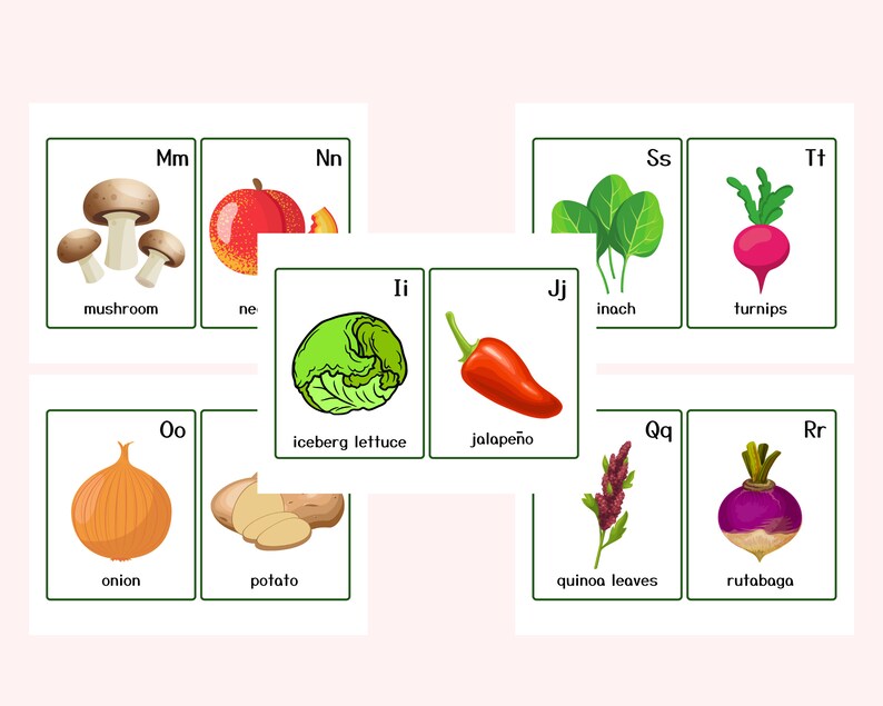Learning Cards Toddler Montessori, Fruit Vegetables Cards, Montessori ...