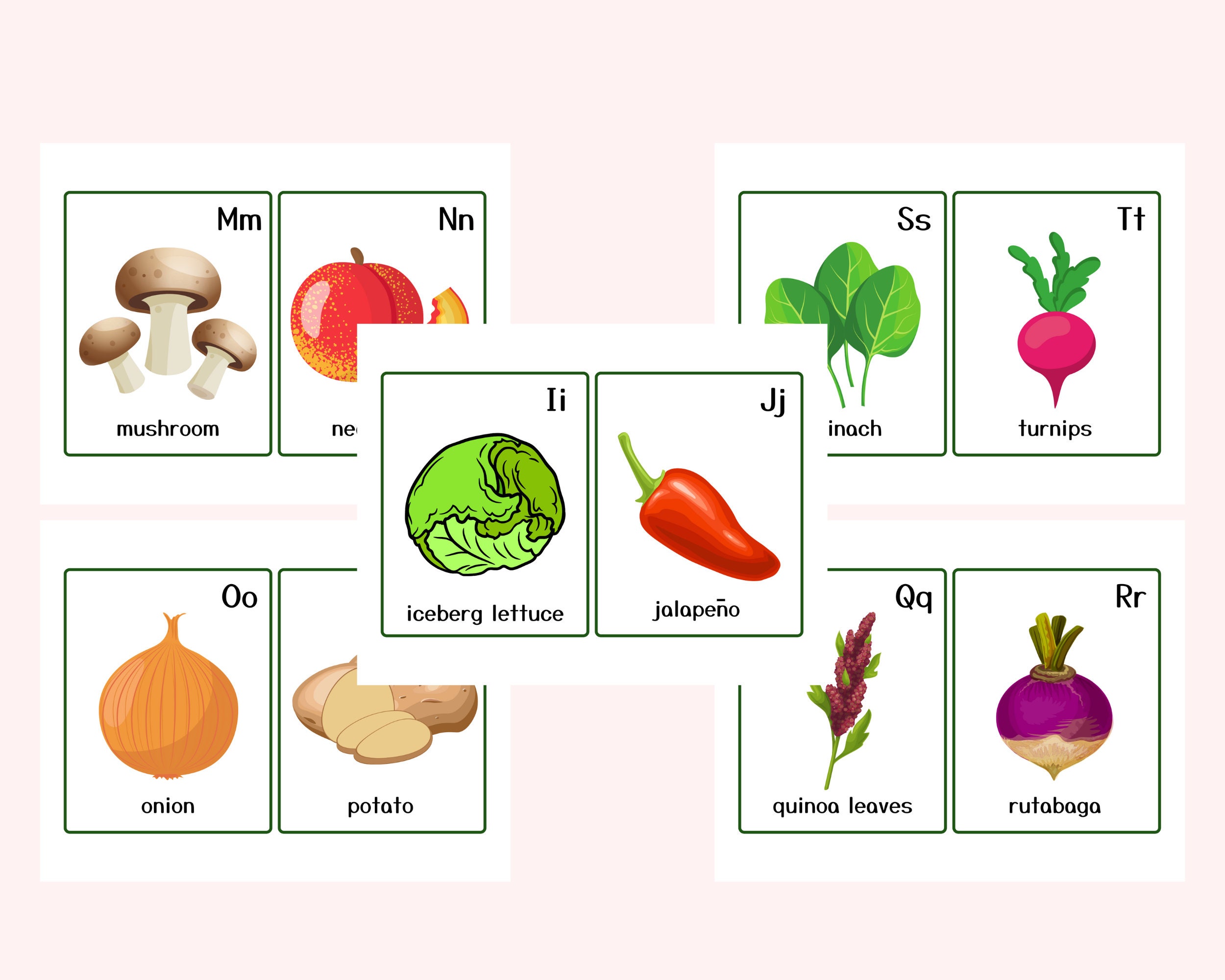 Learning Cards Toddler Montessori, Fruit Vegetables Cards, Montessori ...