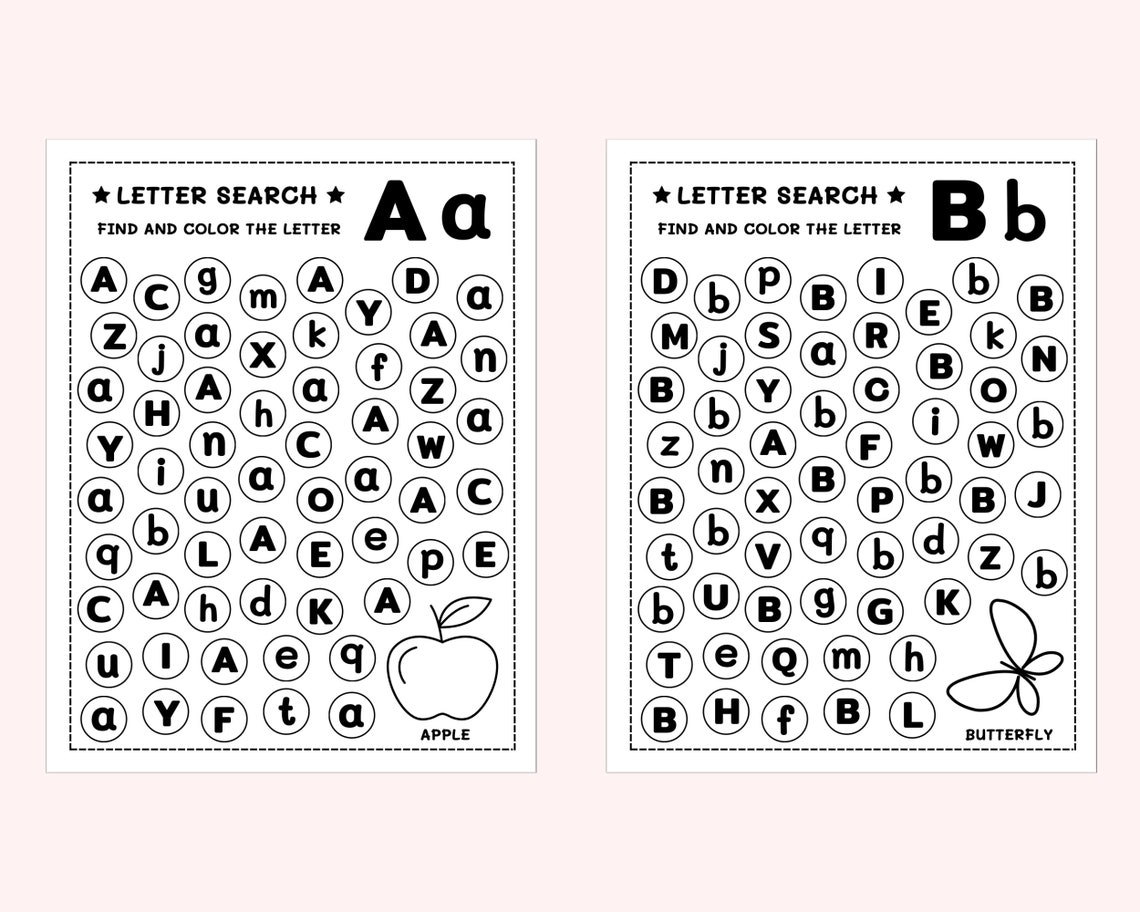 Alphabet Letter Search Worksheet, Letter Recognition, Preschool ...