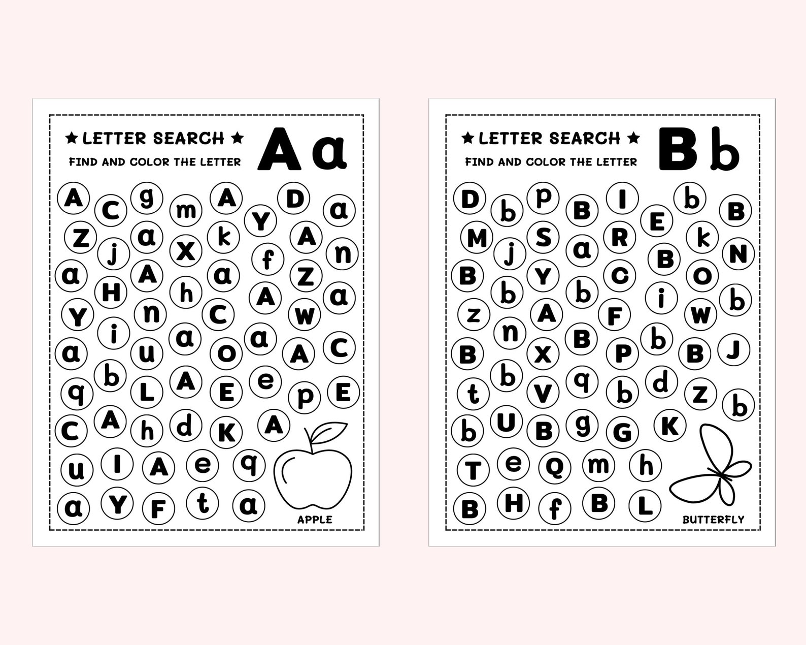 Alphabet Letter Search Worksheet, Letter Recognition, Preschool ...
