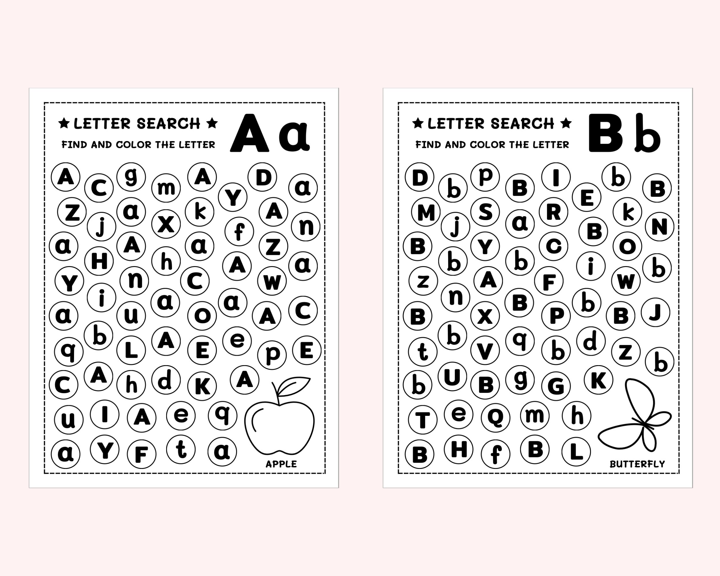 Alphabet Letter Search Worksheet, Letter Recognition, Preschool ...