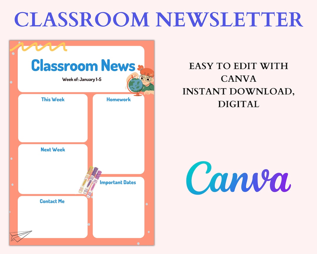 Classroom Newsletter Editable Template, Note to Parents Canva Template ...
