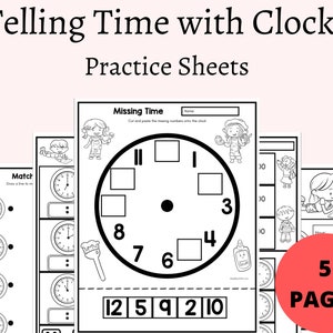 Telling Time Printables, Clock Worksheets, Learning Activity Book for ...