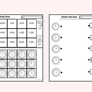 Telling Time Printables, Clock Worksheets, Learning Activity Book for ...