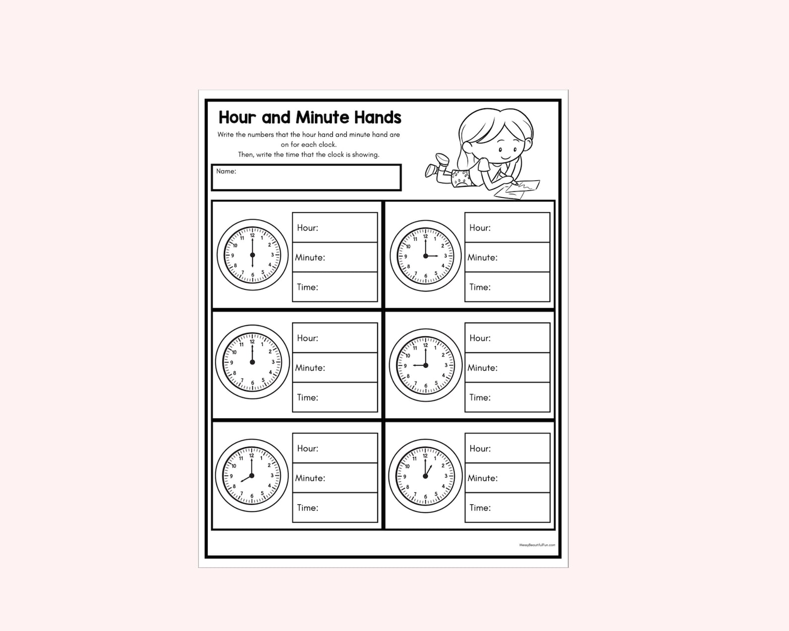 Telling Time Printables, Clock Worksheets, Learning Activity Book for ...