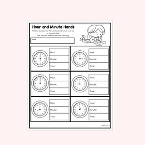 Telling Time Printables, Clock Worksheets, Learning Activity Book for ...