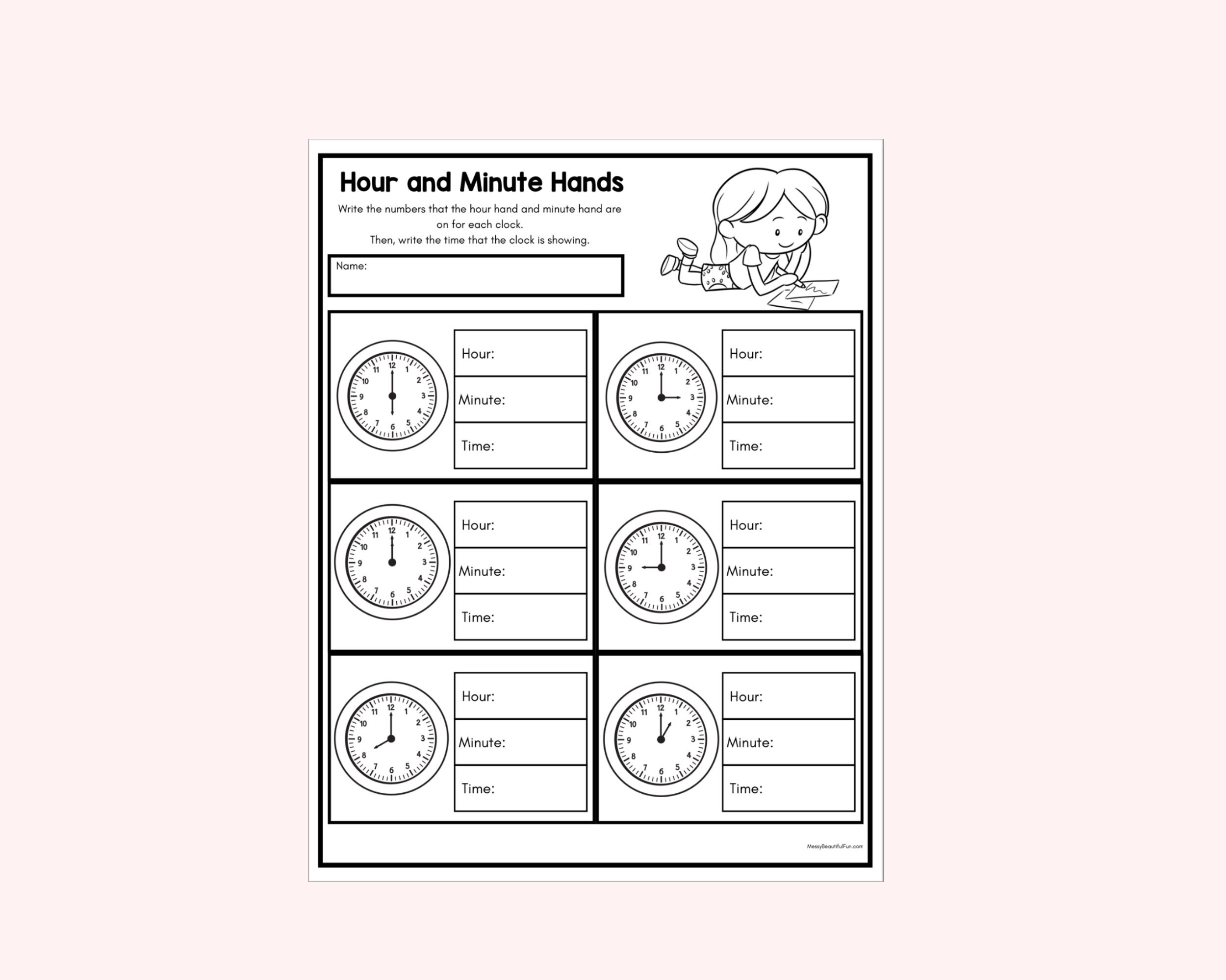Telling Time Printables, Clock Worksheets, Learning Activity Book for ...