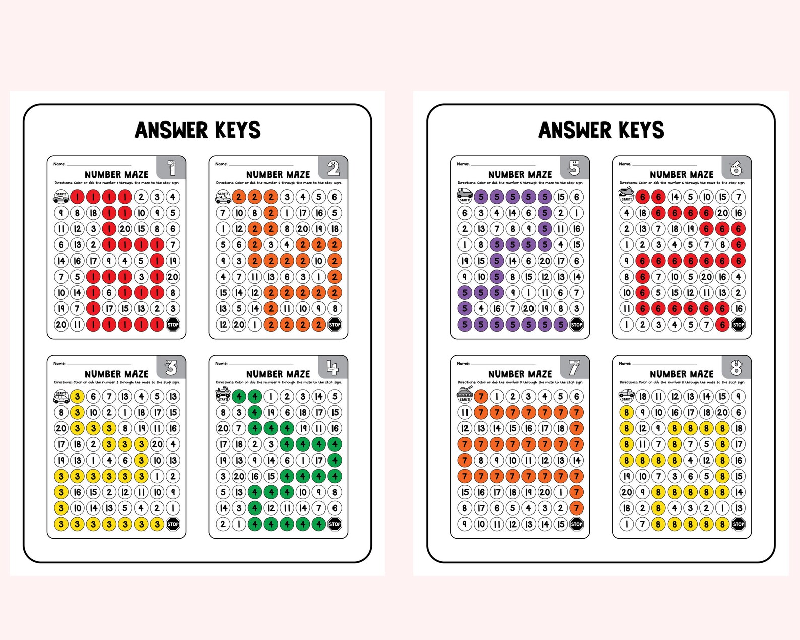 Preschool Pre-k + Kindergarten, Number Maze for Kids, Activity Sheets ...