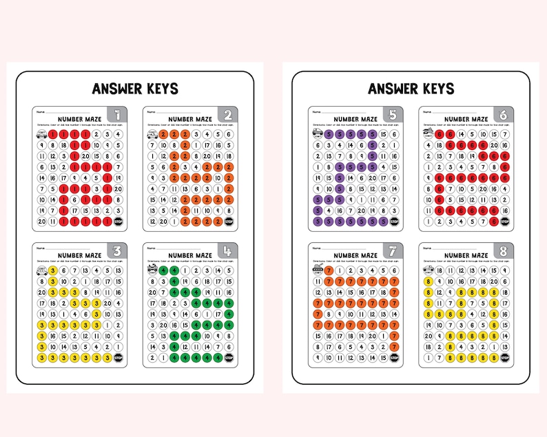 Preschool Pre-k + Kindergarten, Number Maze for Kids, Activity Sheets ...