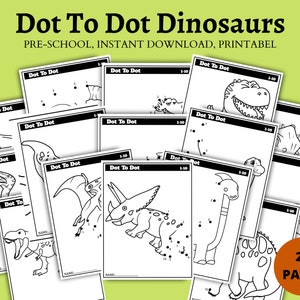 20 Printable Dinosaurs Dot to Dot Coloring Pages, Activities for Kids ...