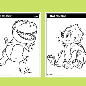 20 Printable Dinosaurs Dot to Dot Coloring Pages, Activities for Kids ...