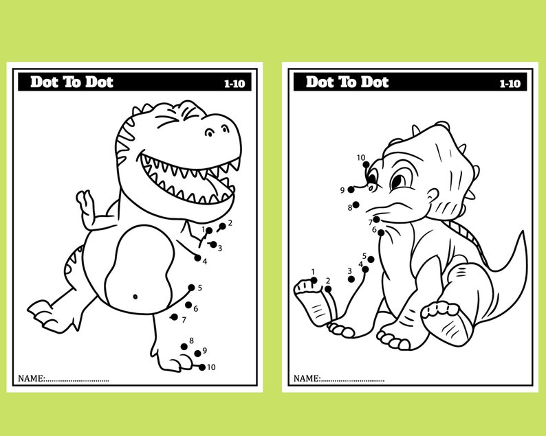 20 Printable Dinosaurs Dot to Dot Coloring Pages, Activities for Kids ...