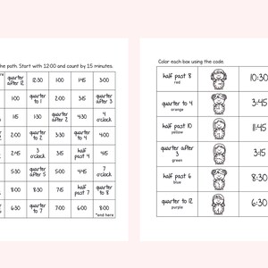 50 Telling Time Printables, Clock Worksheets, Learning Activity Book ...