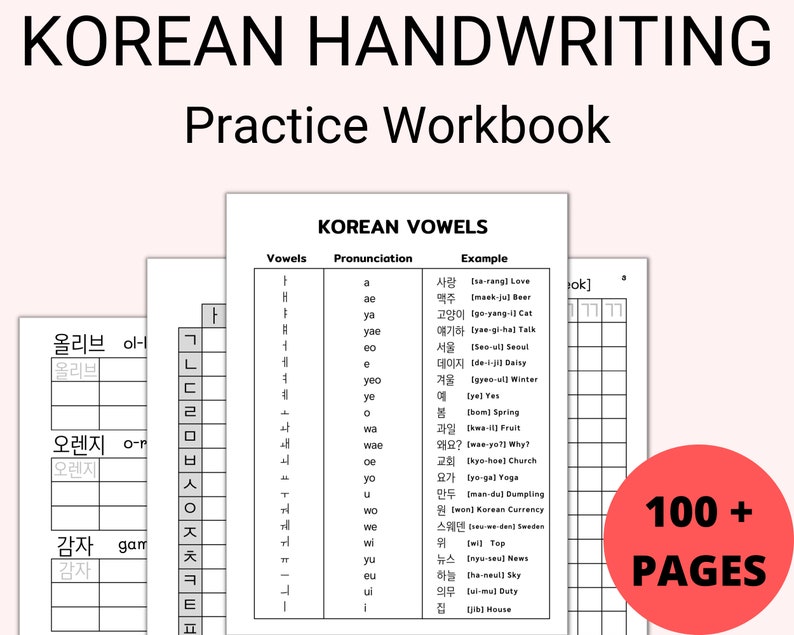 Korean Handwriting Practice Printable Workbook - Etsy