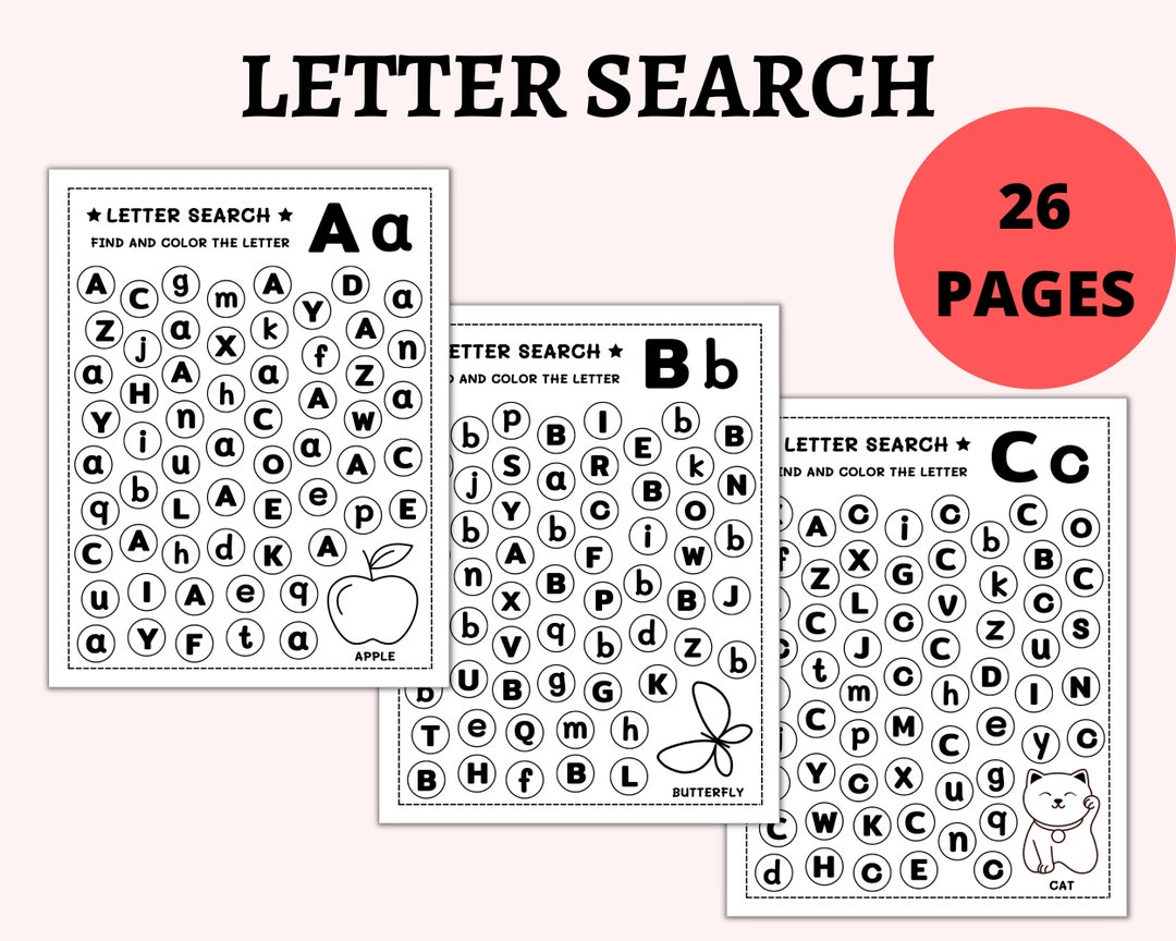 Alphabet Letter Search Worksheet, Letter Recognition, Preschool ...