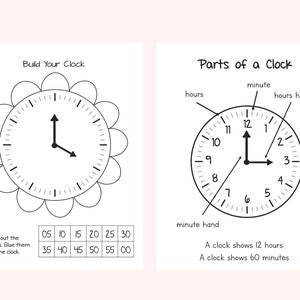 50 Telling Time Printables, Clock Worksheets, Learning Activity Book ...
