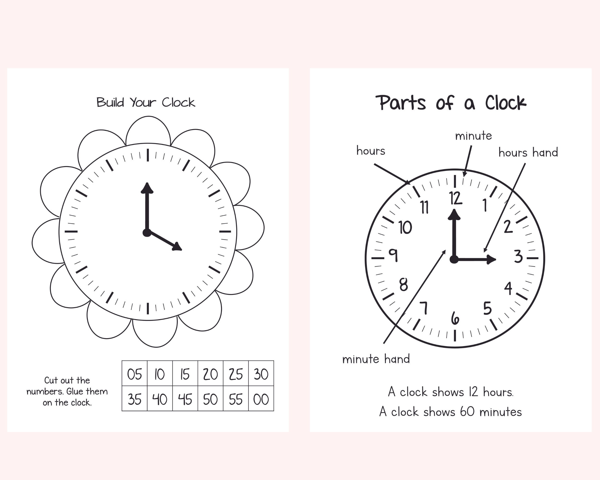 50 Telling Time Printables, Clock Worksheets, Learning Activity Book ...