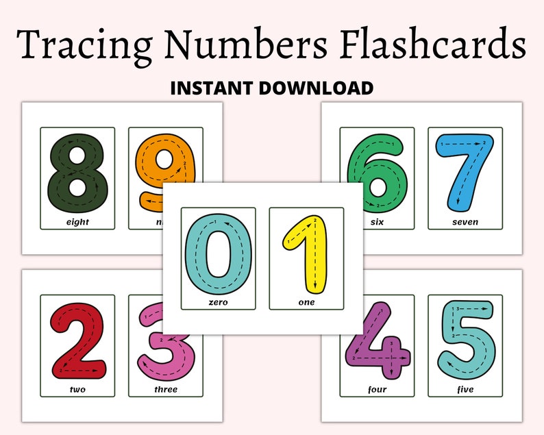 Number Flashcards 0-9, Numbers Flashcards, Learn to Count, Montessori ...