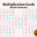 Multiplication Flash Cards, Math Printable Cards, Printable Multiplying ...