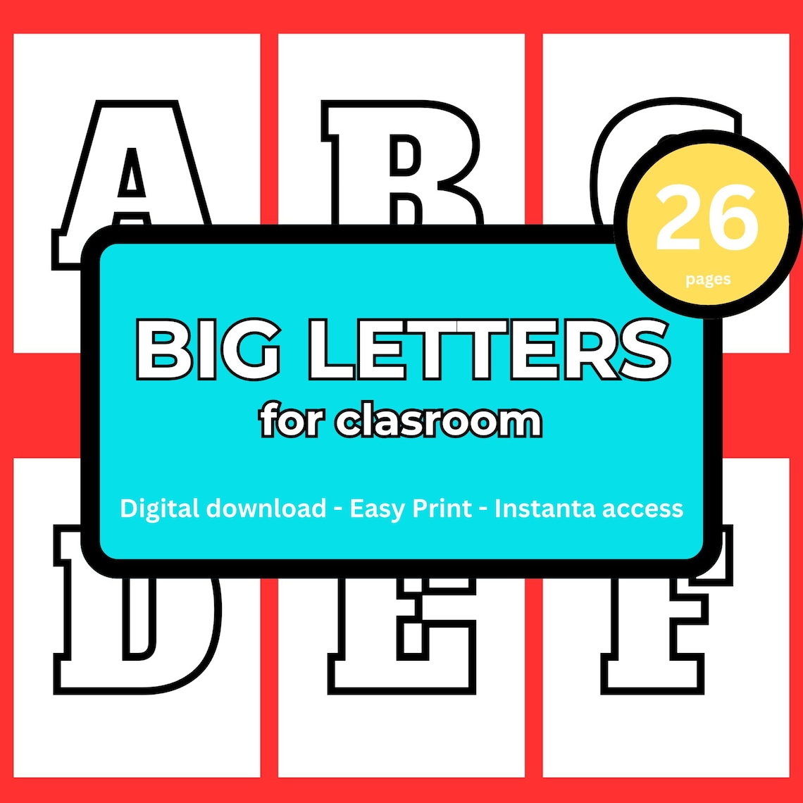 Large Alphabet Letters for Classroom Big Letters Templates Printable ...