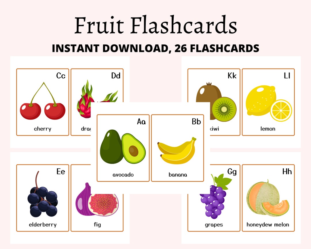 Learning Cards Toddler Montessori, Fruit Cards, Montessori Flashcards ...