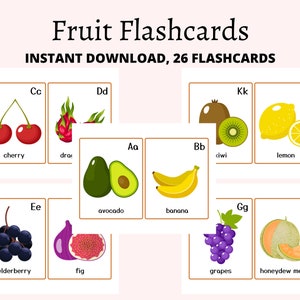 Learning Cards Toddler Montessori, Fruit Cards, Montessori Flashcards ...