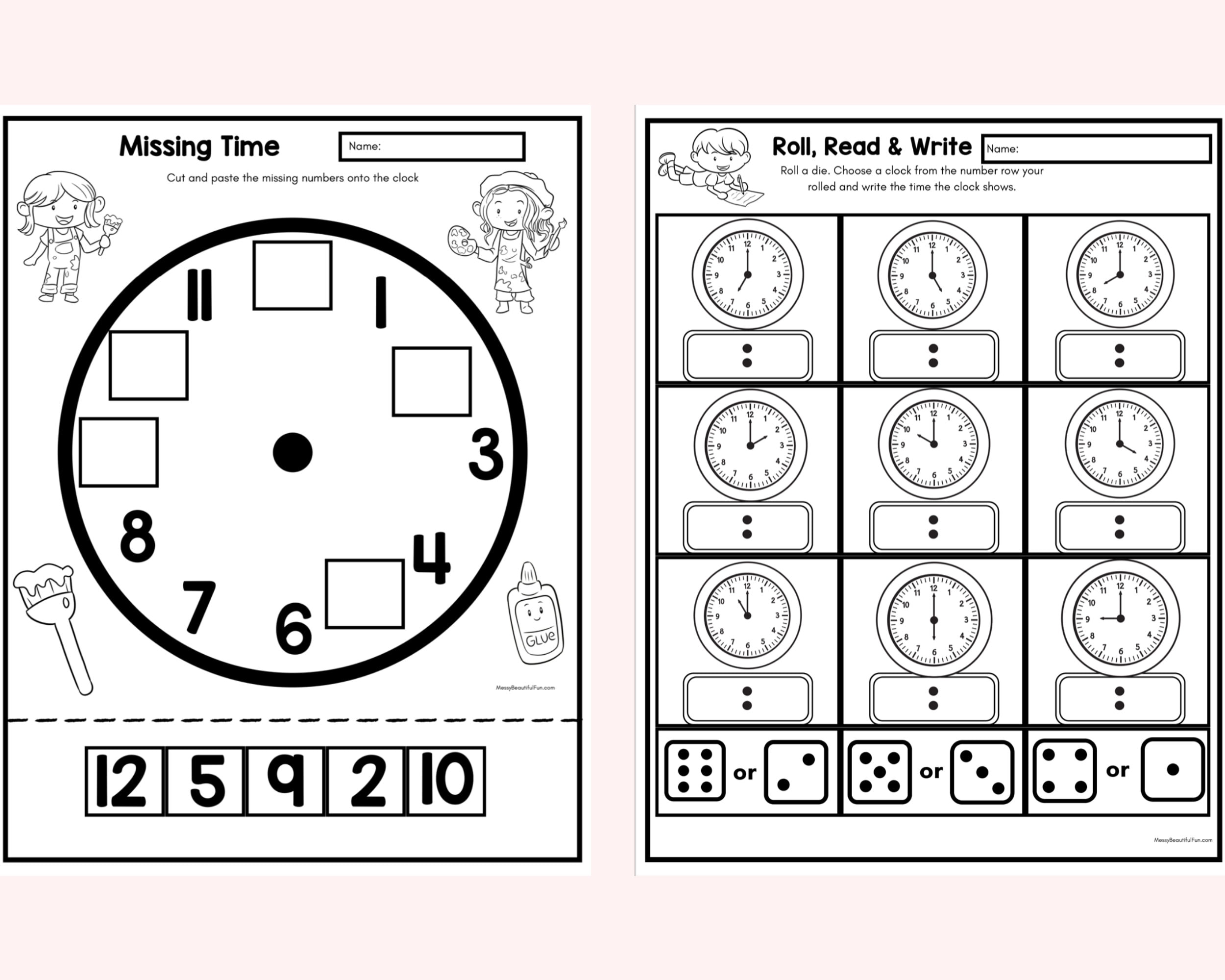 Telling Time Printables, Clock Worksheets, Learning Activity Book for ...
