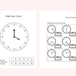 50 Telling Time Printables, Clock Worksheets, Learning Activity Book ...