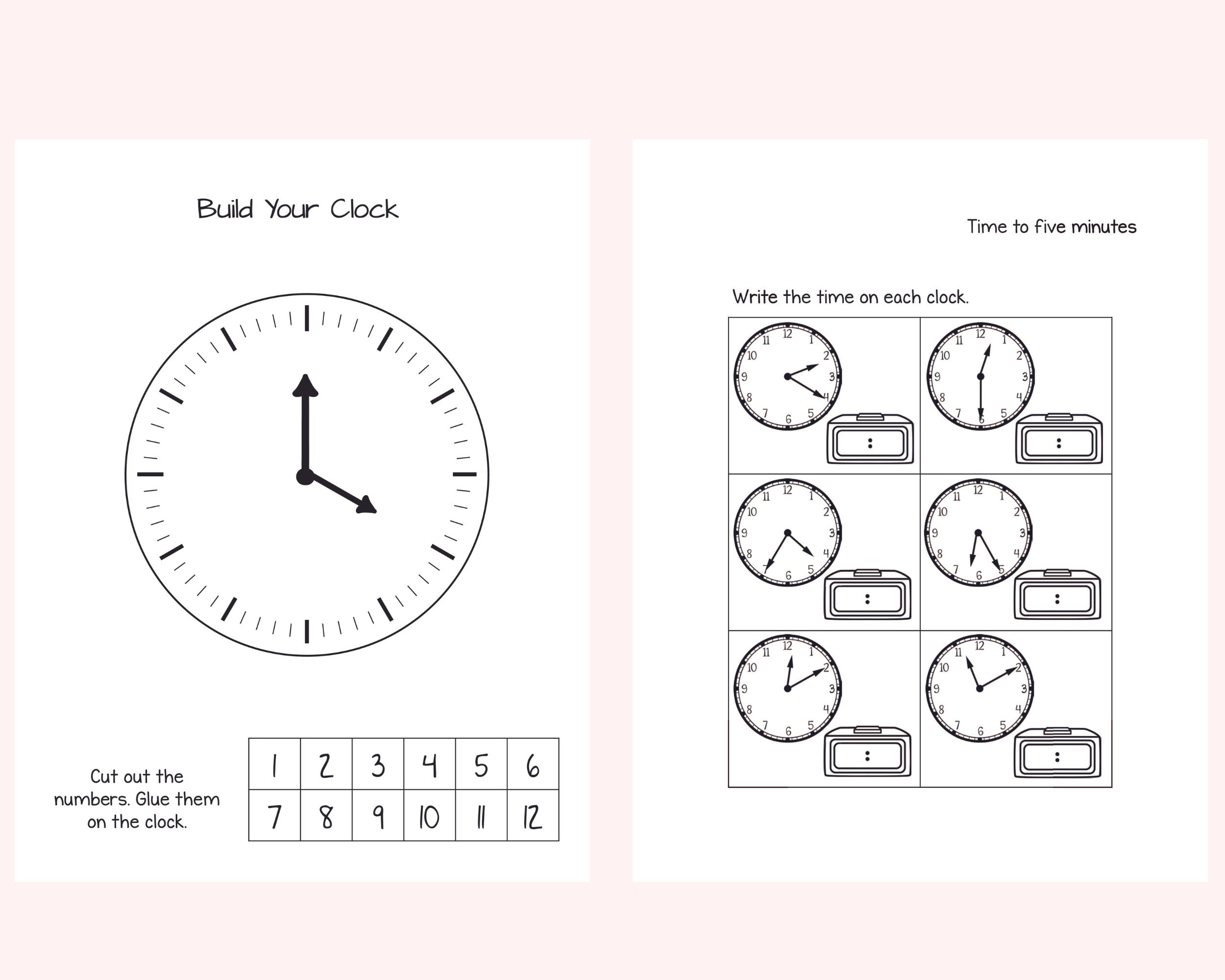 50 Telling Time Printables, Clock Worksheets, Learning Activity Book ...