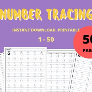 Preschool Numbers Tracing Worksheet, Handwriting Practice, Basic ...