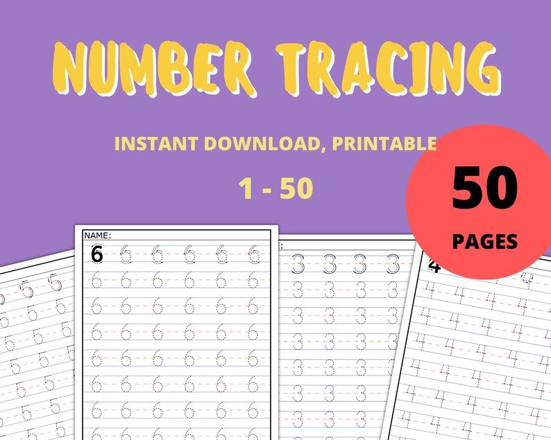 Preschool Numbers Tracing Worksheet, Handwriting Practice, Basic ...