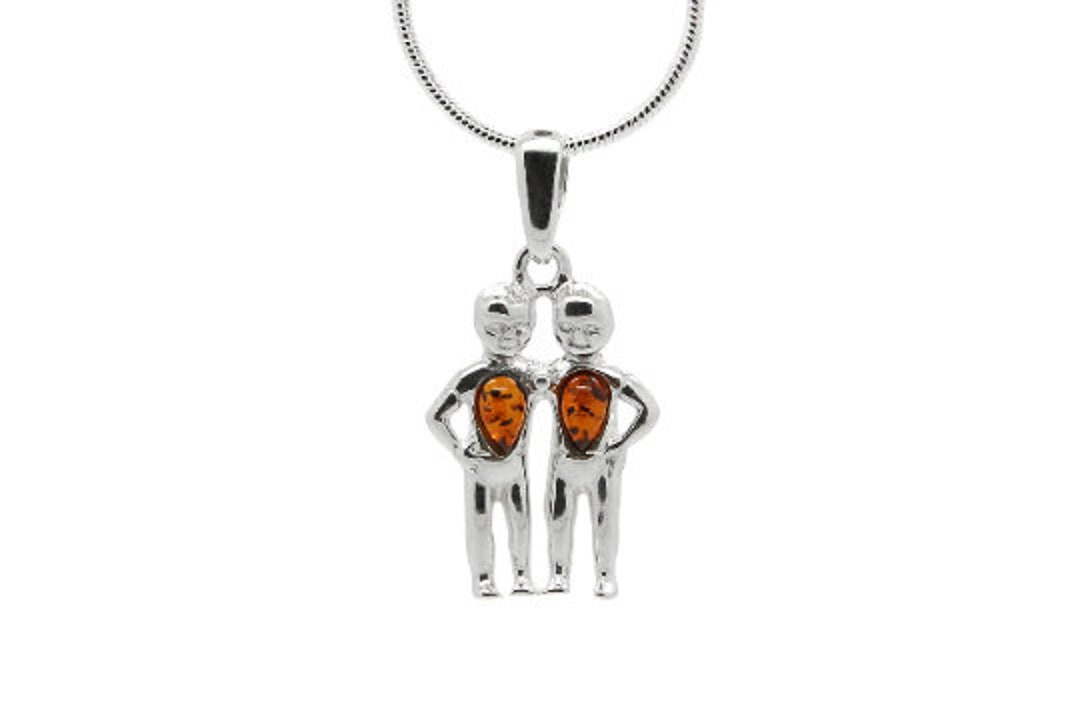 Gemini Zodiac Necklace With Baltic Amber — Dainty Astrology Gift for ...