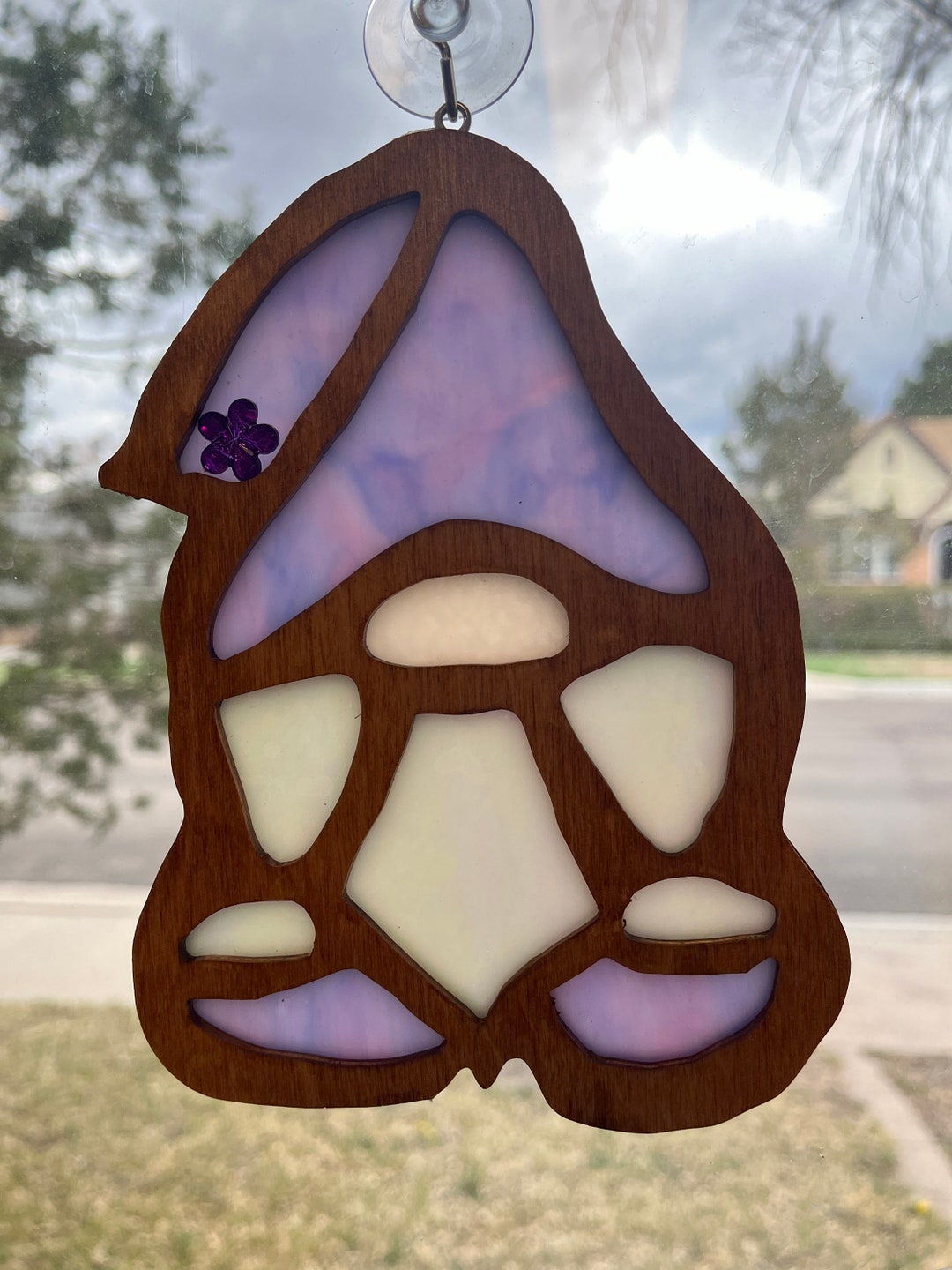Gnome Stained Glass Suncatcher Wood Window Decor - Etsy