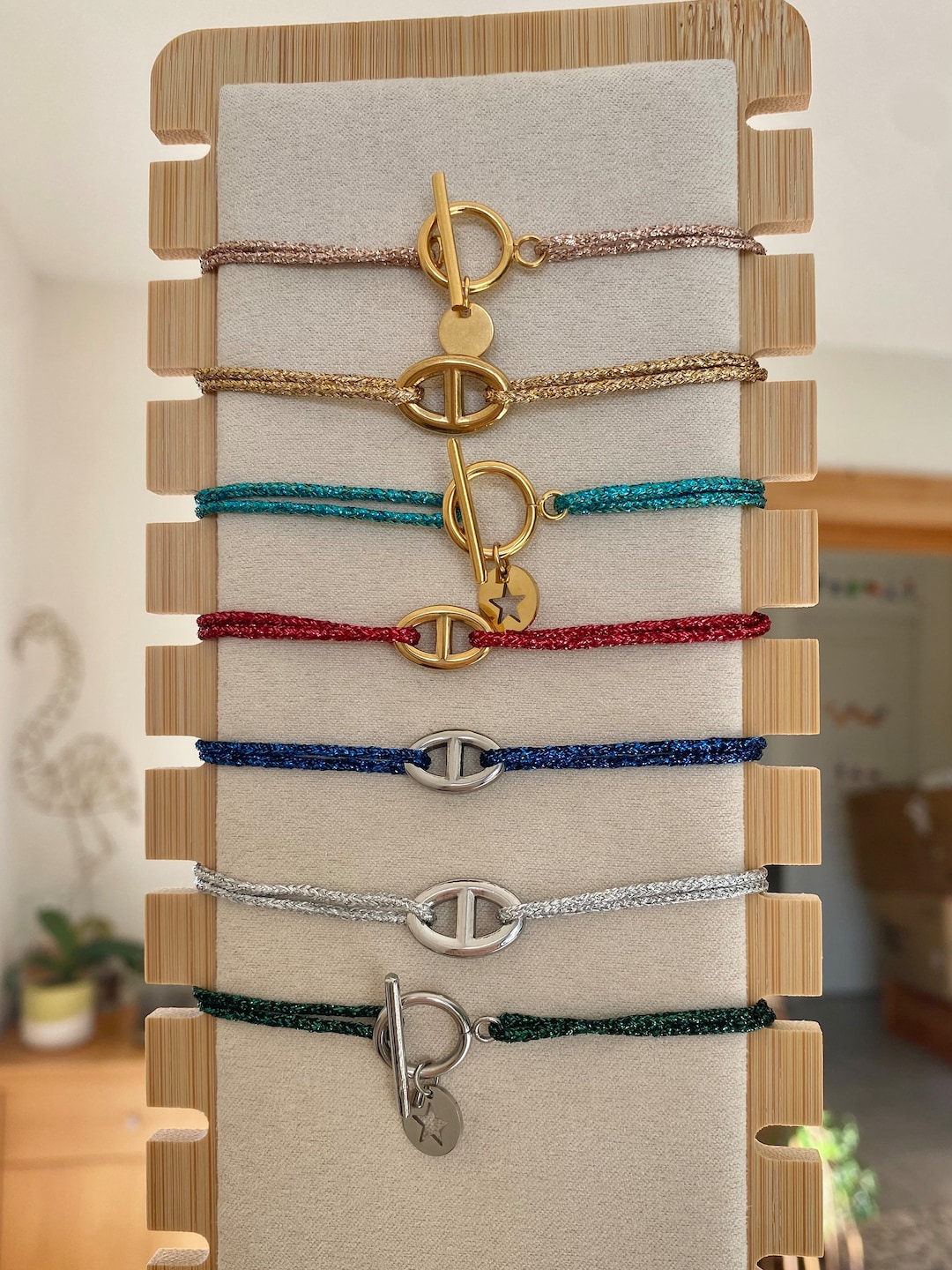 Bracelet cordon pailleté ajustable - Etsy France