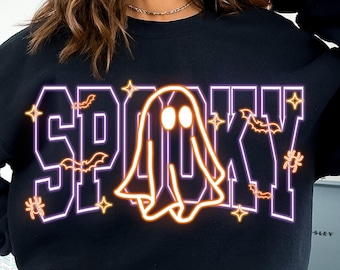 Cute Colorful Neon Spooky Ghost Png, Halloween Boo Bow Png, Neon ...