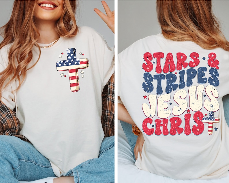 Stars & Stripes and Jesus Christ Png, Christian 4th of July Sublimation ...
