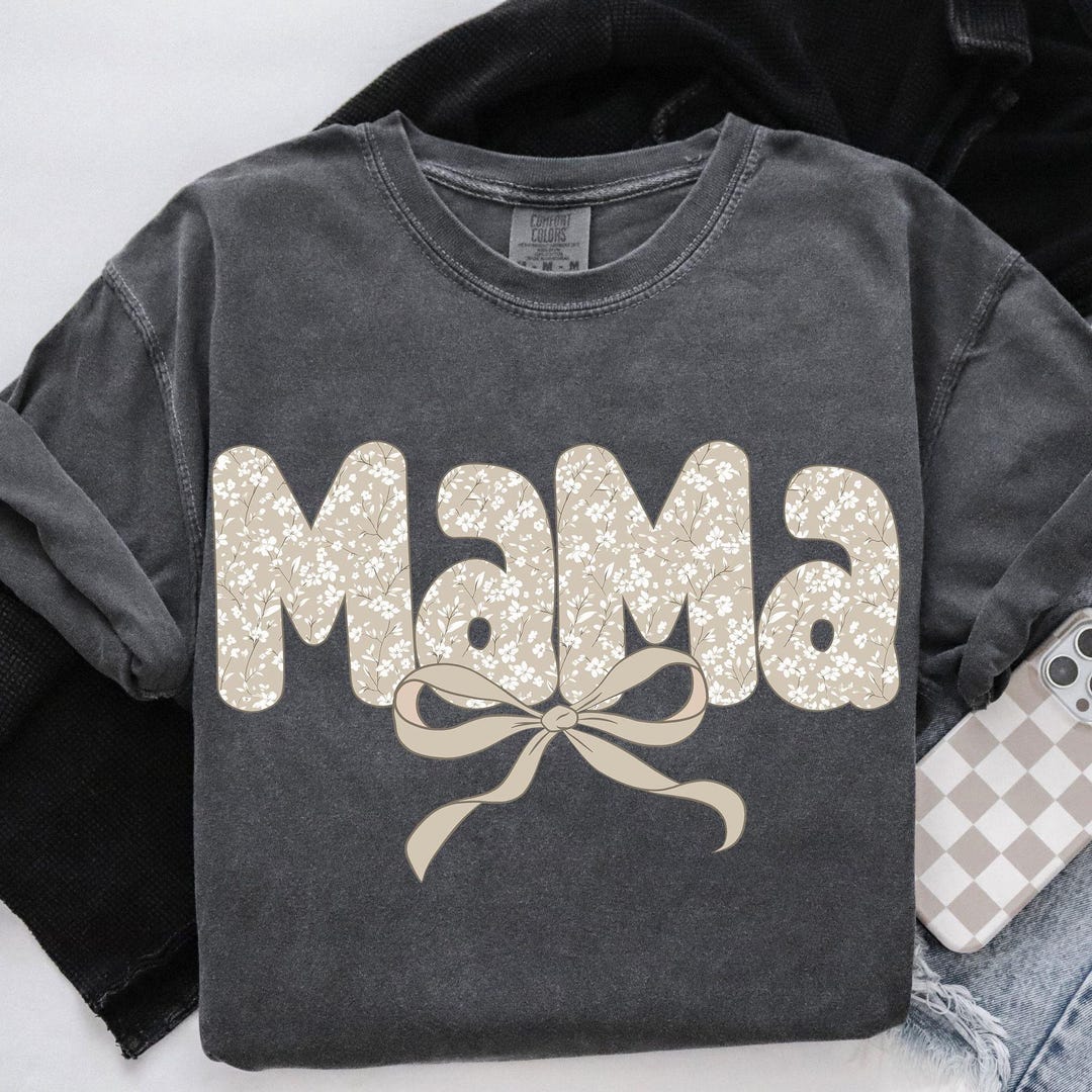 Beige Preppy Mama Png, Cute Mama Png, Floral Mama Png, Mothers Day Png ...