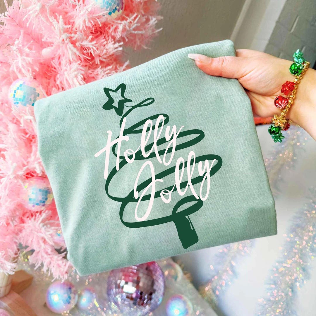 Preppy Holly Jolly Png, Elegant Christmas Png, Colorful Brushstroke ...