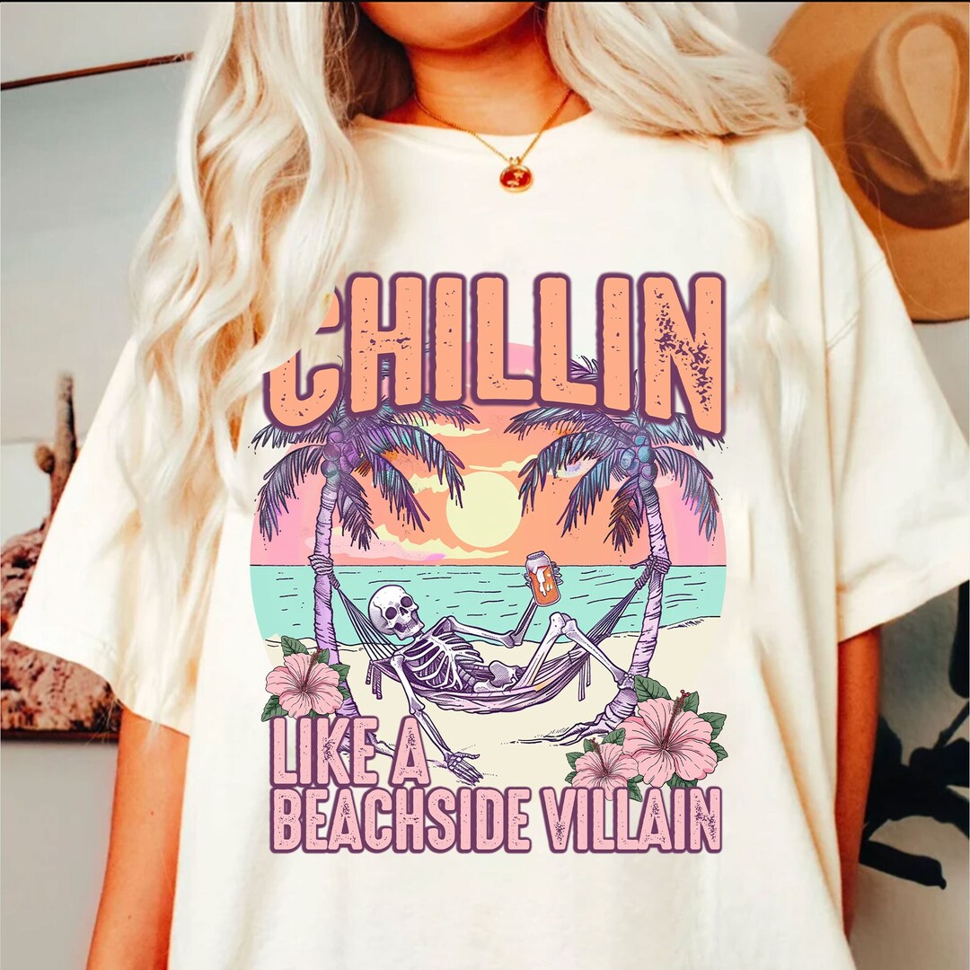 Chillin' Like a Beachside Villain PNG, Retro Beach Png Print File ...