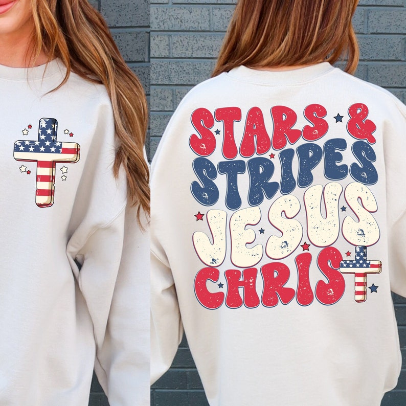 Stars & Stripes and Jesus Christ Png, Christian 4th of July Sublimation ...