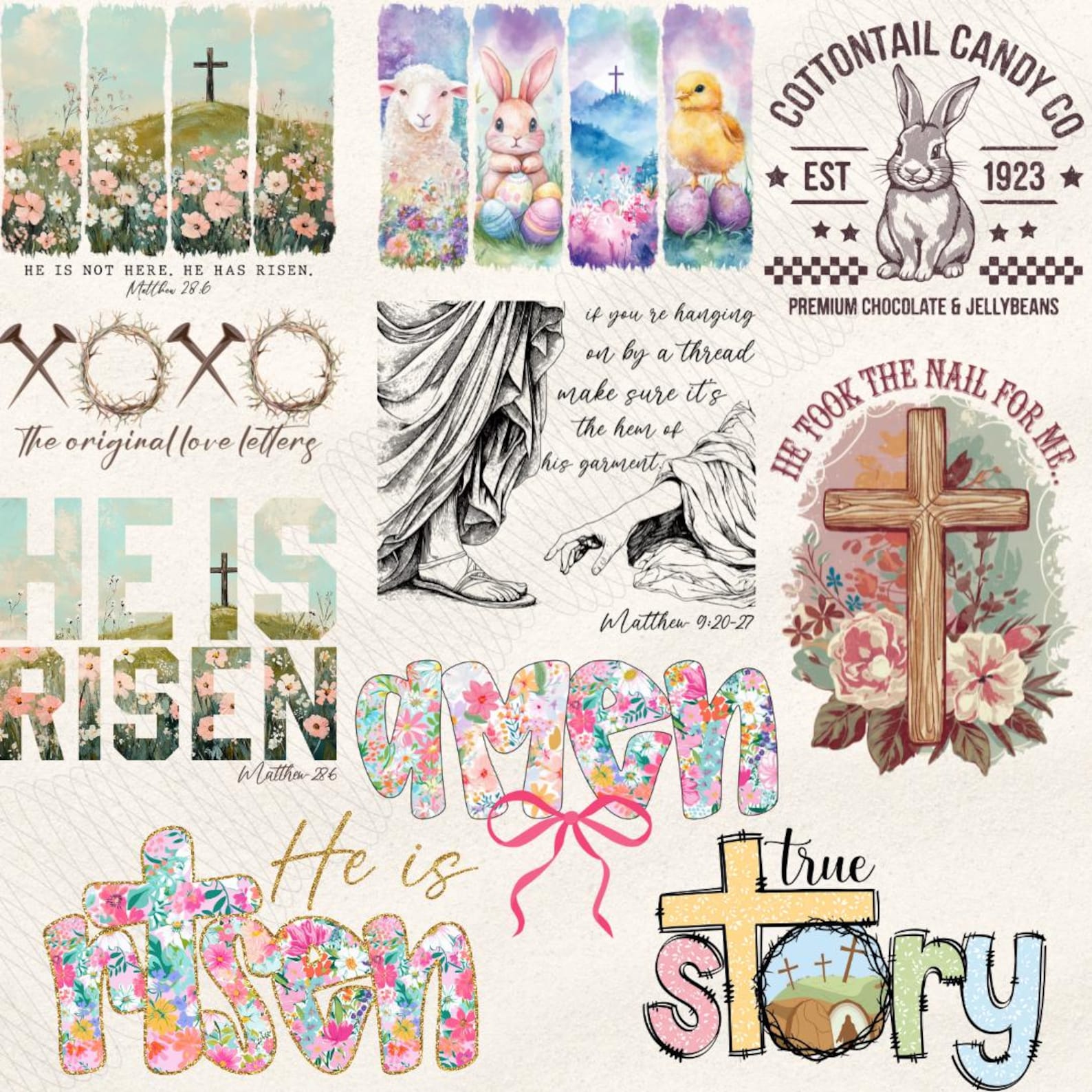 Easter Bestseller Christian Bundle, Happy Easter Bundle PNG, Easter PNG ...