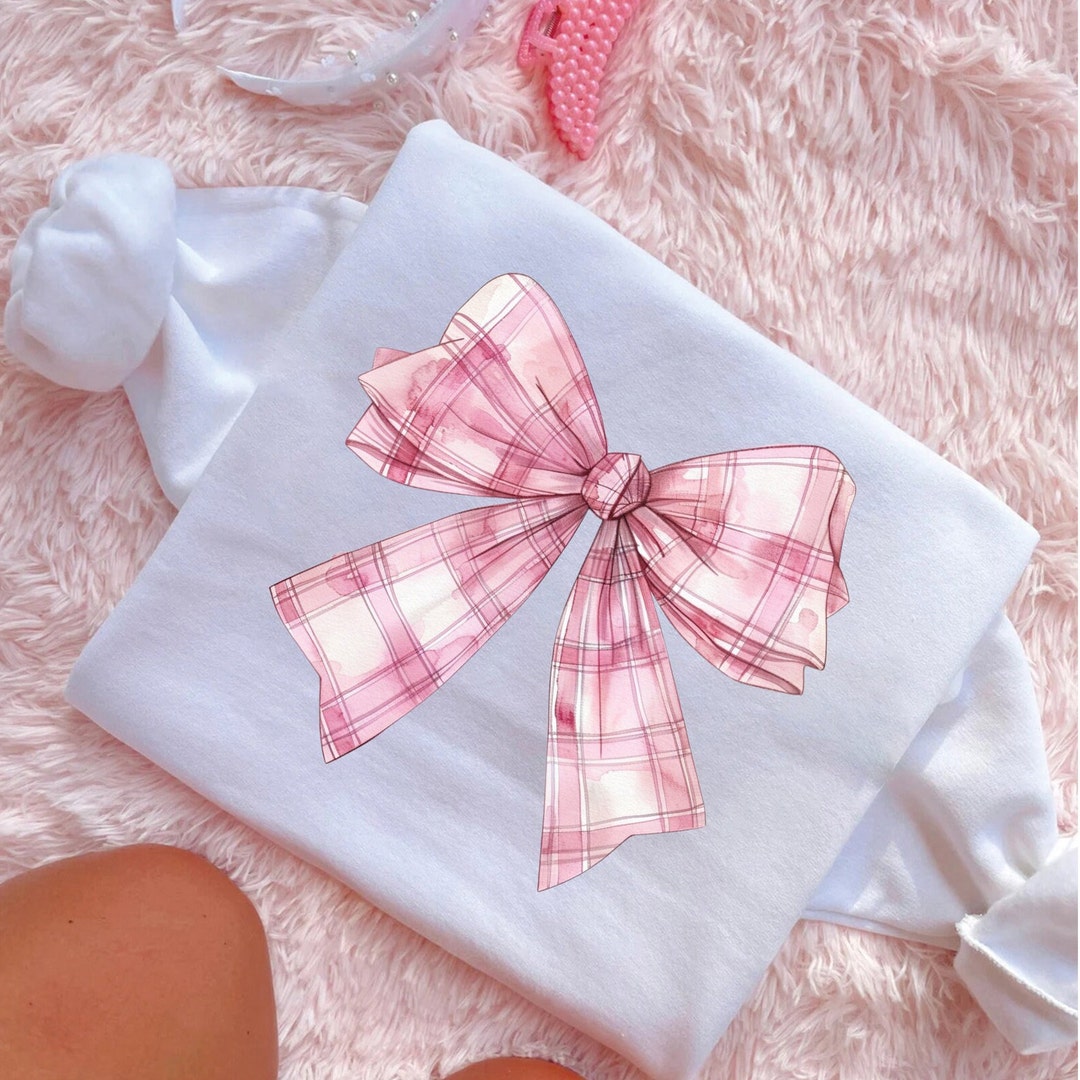 Pink Checkered Bows PNG Trendy Plaid Bow PNG Checkered PNG Girly Bow ...