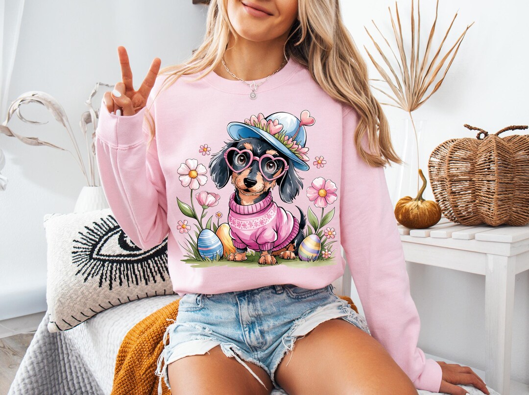 Easter Dachshund PNG, Spring Wiener Dog Png, Pastel Sausage Dog ...