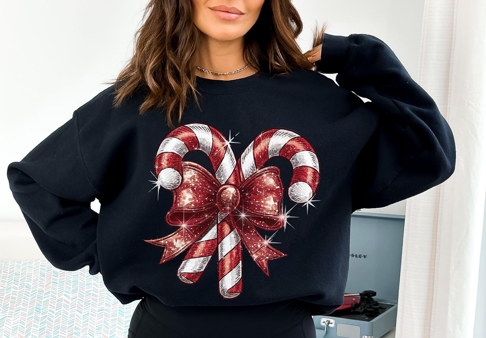 Candy Cane Png Christmas Png Glitter Christmas Png Coquette Holiday Png ...