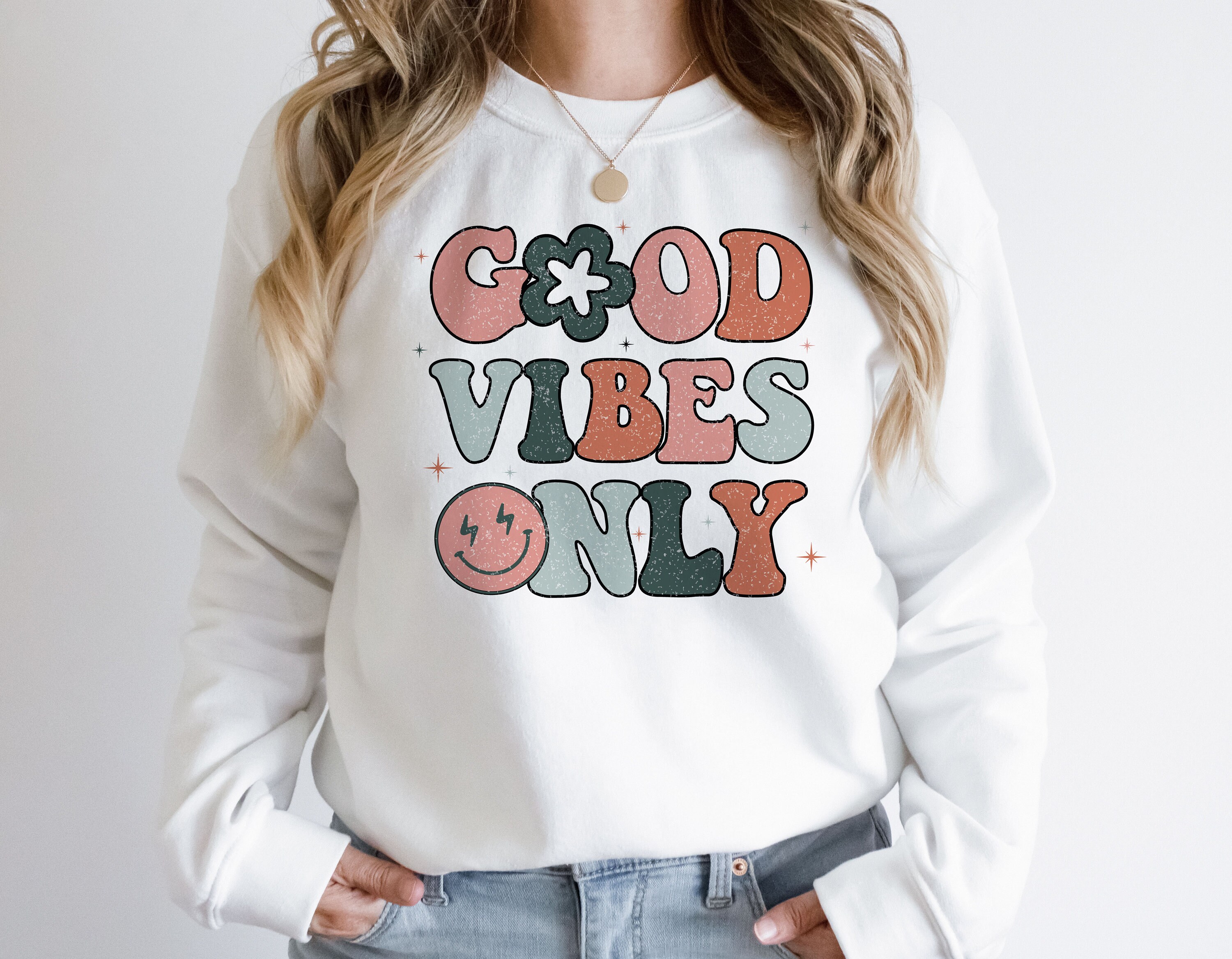Retro Good Vibes Only Png Groovy Png Smiley Face Png Hippie - Etsy