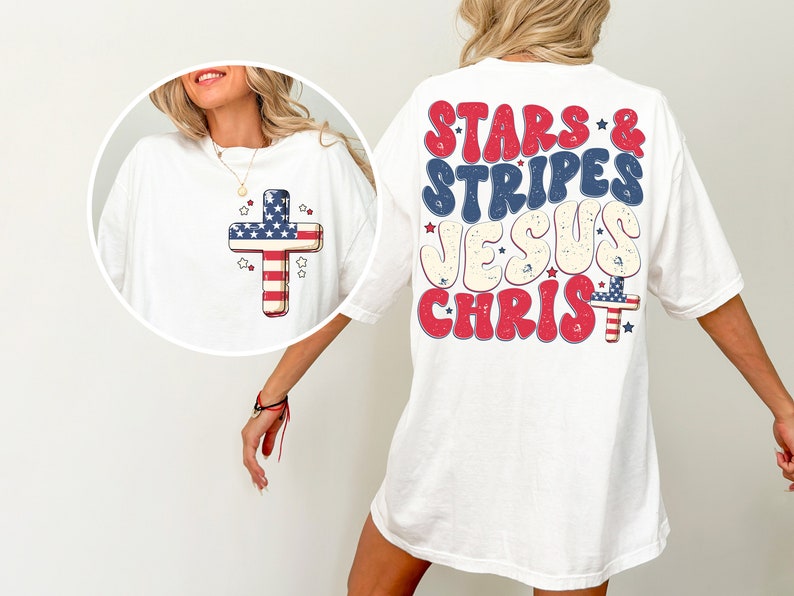 Stars & Stripes and Jesus Christ Png, Christian 4th of July Sublimation ...
